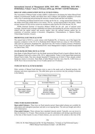 A STUDY ON TOP PERFORMED EQUITY – FMCG MUTUAL FUND SCHEMES IN INDIA | PDF