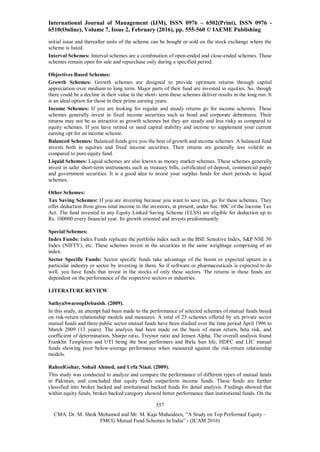 A STUDY ON TOP PERFORMED EQUITY – FMCG MUTUAL FUND SCHEMES IN INDIA | PDF