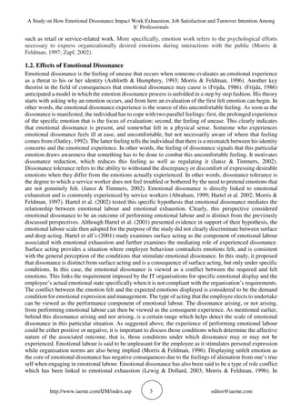 A STUDY ON HOW EMOTIONAL DISSONANCE IMPACT WORK EXHAUSTION, JOB SATISFACTION AND TURNOVER ...