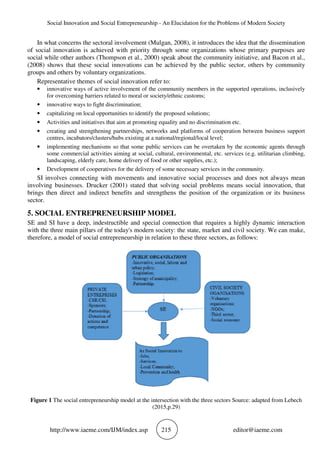 SOCIAL INNOVATION AND SOCIAL ENTREPRENEURSHIP - AN ELUCIDATION FOR THE ...