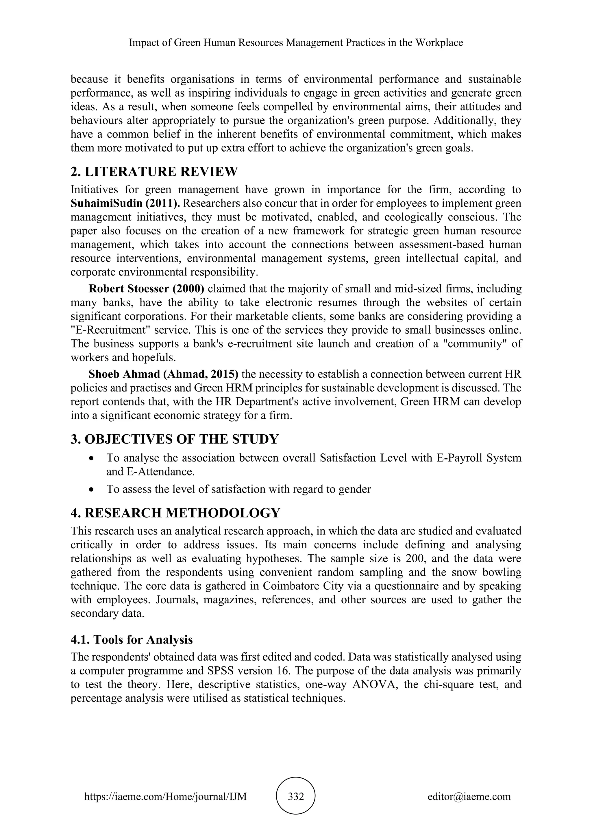 IMPACT OF GREEN HUMAN RESOURCES MANAGEMENT PRACTICES IN THE WORKPLACE | PDF