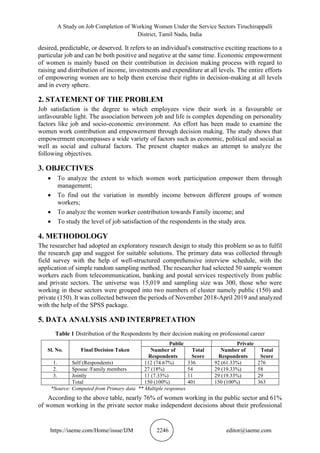 A STUDY ON JOB COMPLETION OF WORKING WOMEN UNDER THE SERVICE SECTORS ...