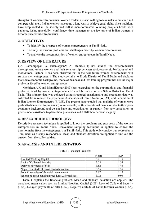 Problems And Prospects Of Women Entrepreneurs In Tamilnadu Pdf