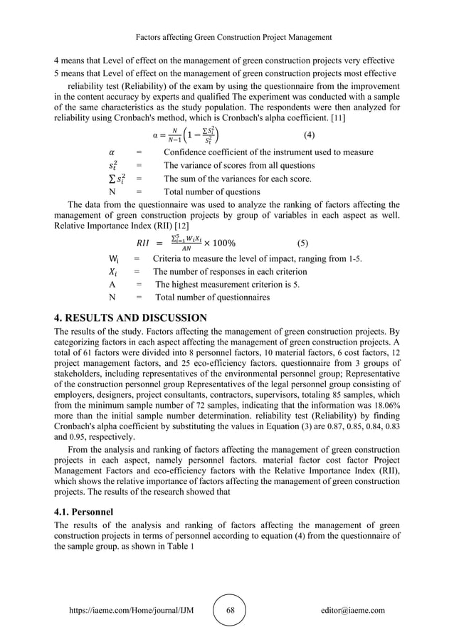 FACTORS AFFECTING GREEN CONSTRUCTION PROJECT MANAGEMENT | PDF