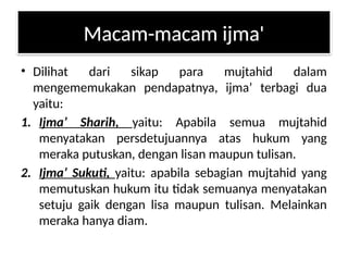 Ijma adalah salah satu sumber hukum islam | PPTX