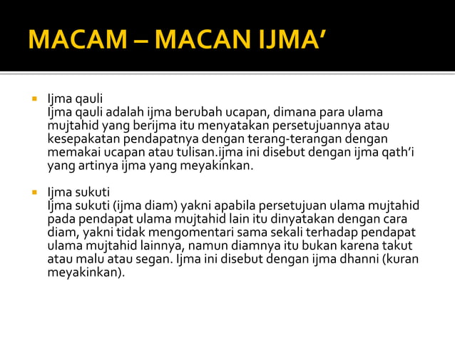 Ijma' dan penerapan dalam ekonomi, keuangan dan perbankan | PPTX
