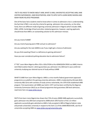 Ijmb admission | PDF