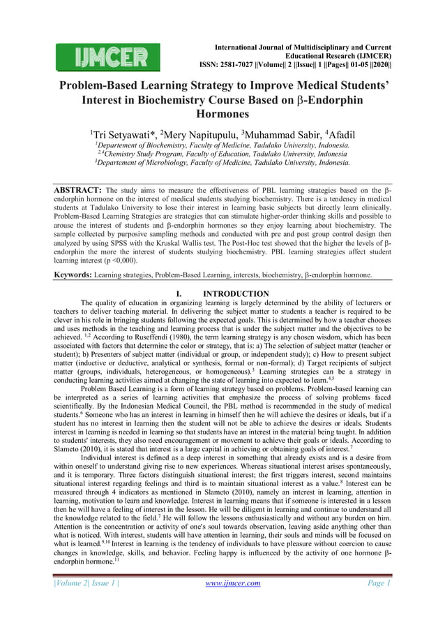 Problem-Based Learning Strategy to Improve Medical Students’ Interest ...