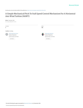 A Simple Pitch to Stall Speed Control Mechanism for a Two-blade Horizontal Axis Wind Turbine ...