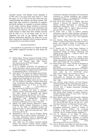 Evaluation of Data Mining Techniques for Predicting Student’s Performance | PDF