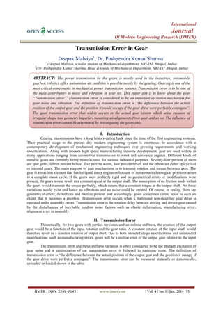 Transmission Error in Gear | PDF