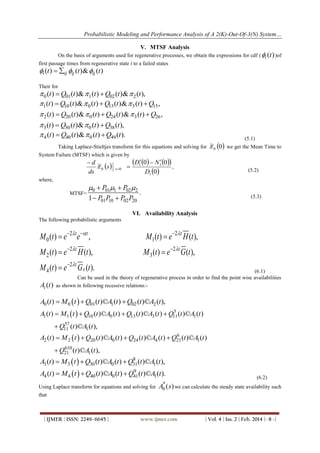 Probabilistic Modeling and Performance Analysis of A 2(K)-Out-Of-3(N ...