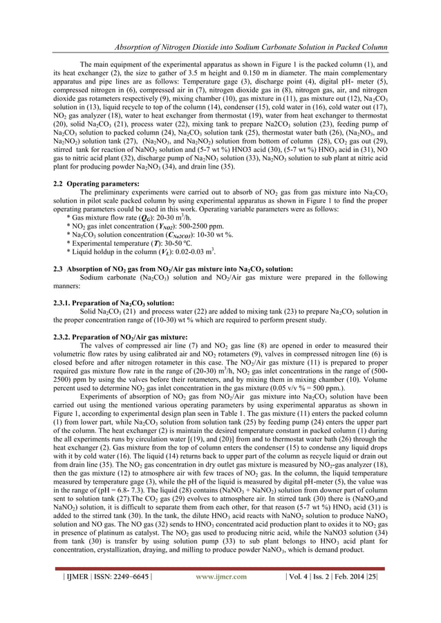 Absorption of Nitrogen Dioxide into Sodium Carbonate Solution in Packed Column | PDF