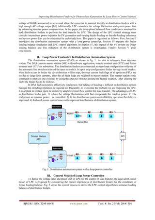Improving Distribution Feeders for Photovoltaic Generation by Loop Power Control Method | PDF ...