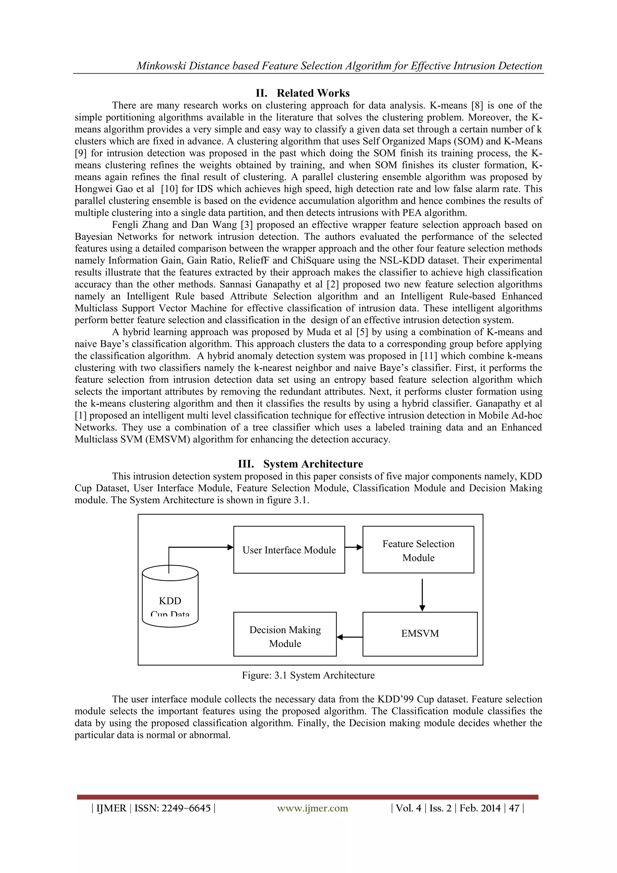 Minkowski Distance based Feature Selection Algorithm for Effective Intrusion Detection | PDF