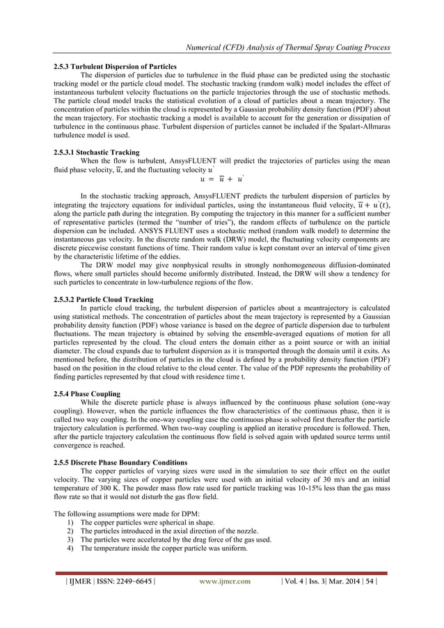 Ijmer Numerical (CFD) Analysis of Thermal Spray Coating Process | PDF