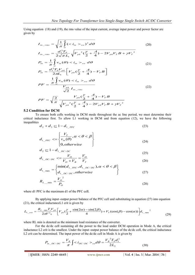 New Topology for Transformer less Single Stage -Single Switch AC/DC Converter | PDF