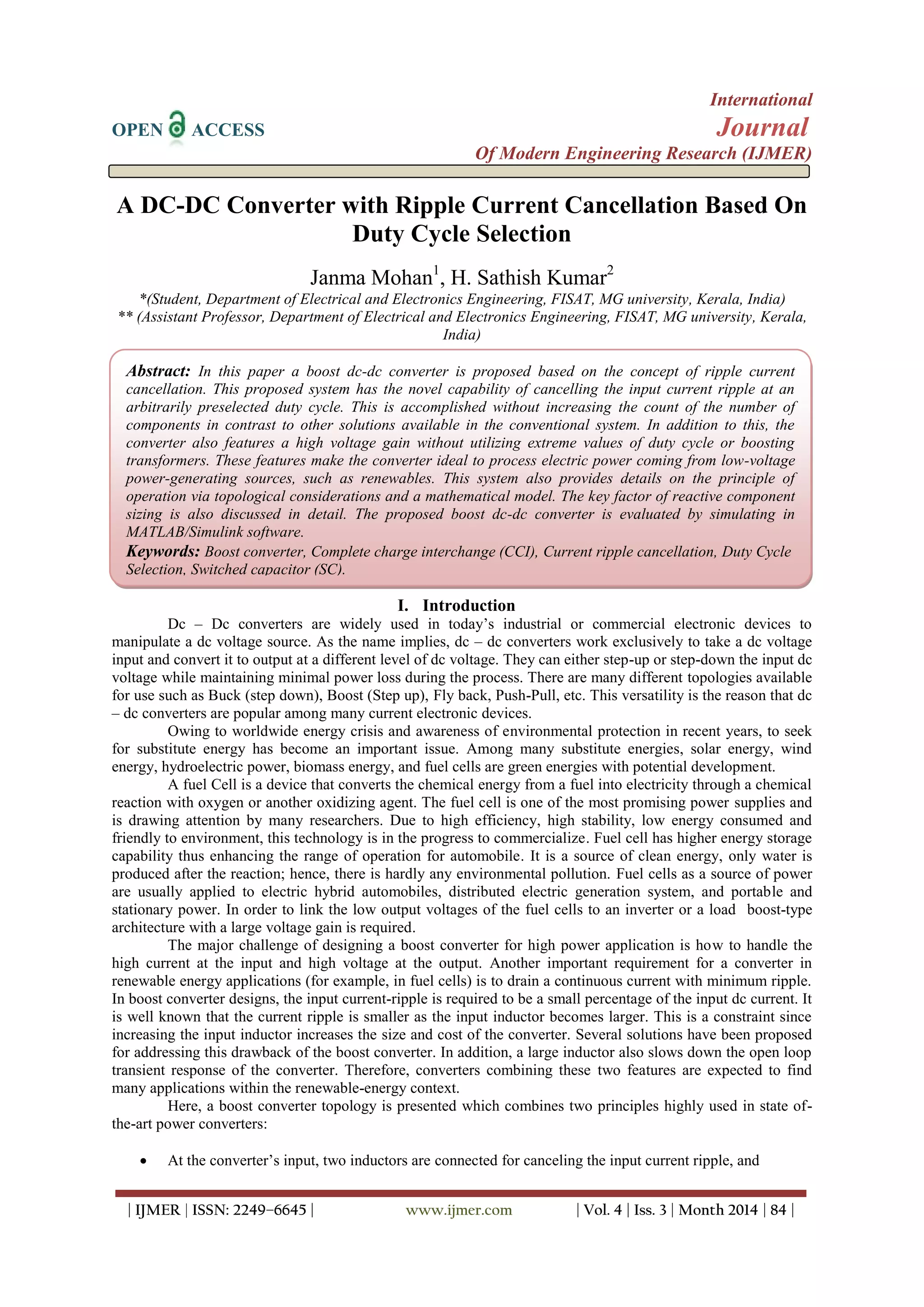 A DC-DC Converter with Ripple Current Cancellation Based On Duty Cycle ...