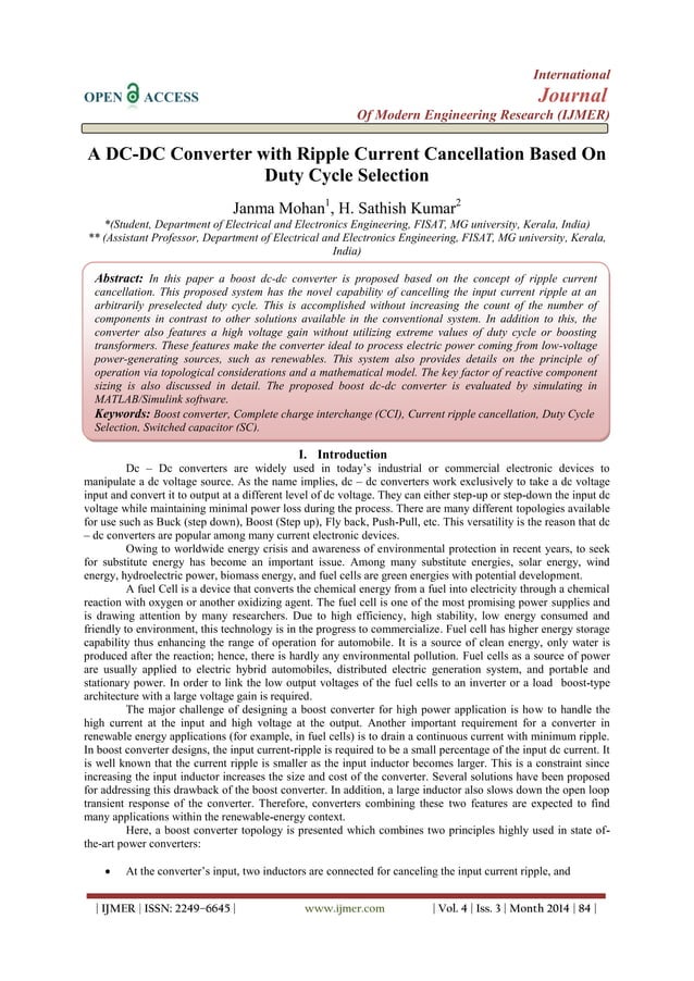 A DC-DC Converter with Ripple Current Cancellation Based On Duty Cycle ...