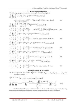 A Note on a Three Variables Analogue of Bessel Polynomials | PDF