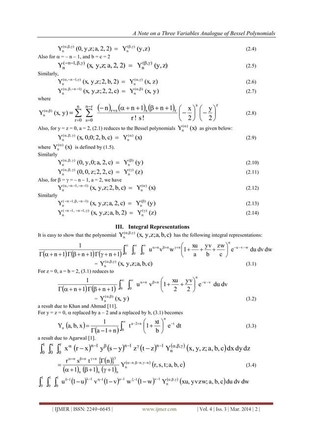 A Note on a Three Variables Analogue of Bessel Polynomials | PDF