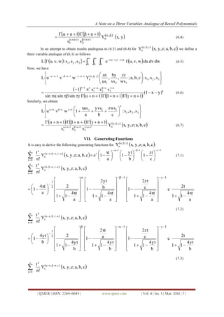 A Note on a Three Variables Analogue of Bessel Polynomials | PDF