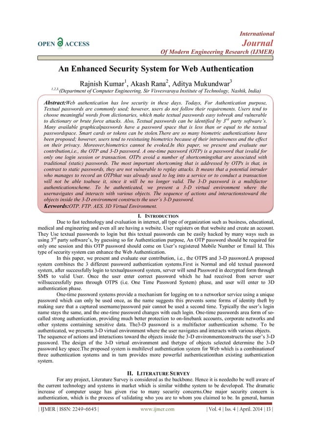 An Enhanced Security System for Web Authentication | PDF