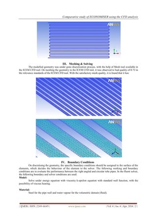 Comparative Study of ECONOMISER Using the CFD Analysis | PDF