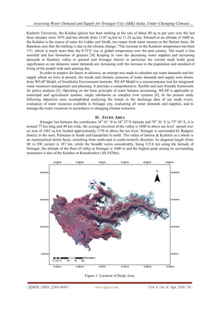 Assessing Water Demand And Supply For Srinagar City (J&K) India, Under Changing Climatic ...