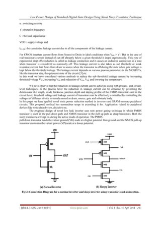 Low Power Design of Standard Digital Gate Design Using Novel Sleep Transistor Technique | PDF