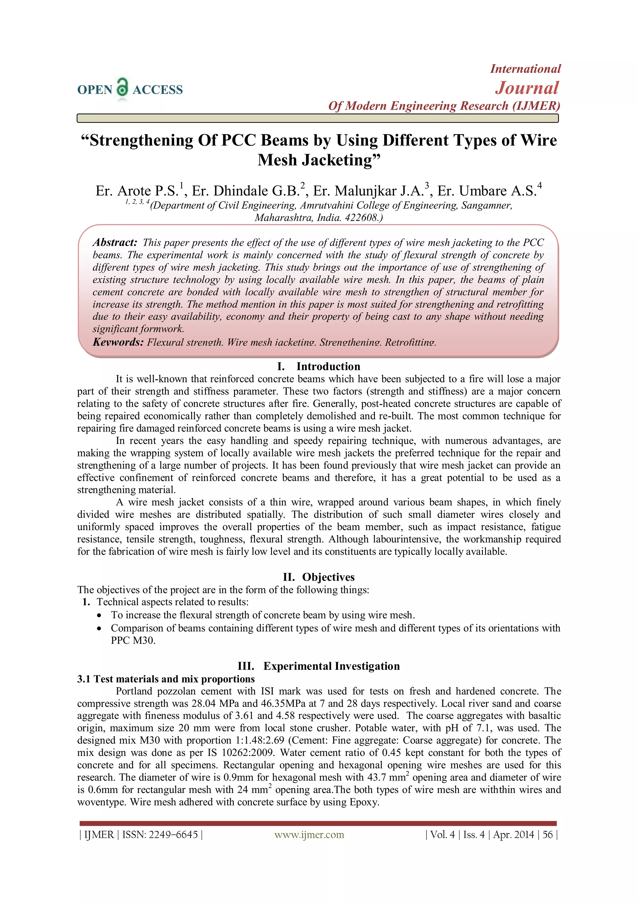 “Strengthening Of PCC Beams by Using Different Types of Wire Mesh Jacketing” | PDF