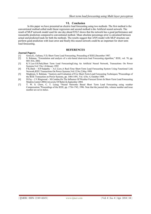 Short Term Load Forecasting Using Multi Layer Perceptron | PDF