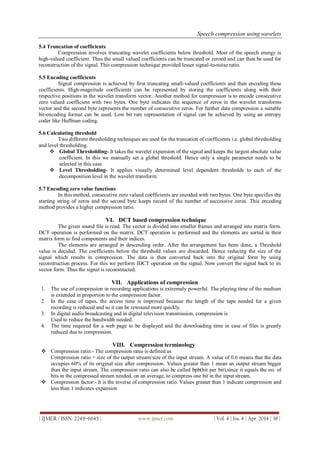 Speech Compression Using Wavelets | PDF