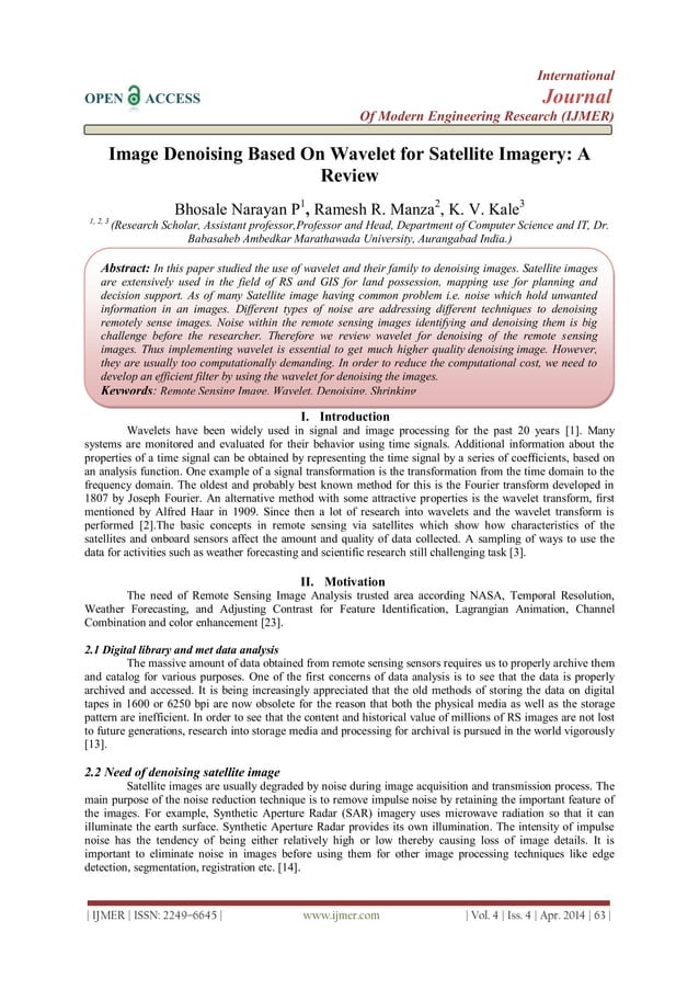 Image Denoising Based On Wavelet for Satellite Imagery: A Review | PDF | Photo Editing Software ...