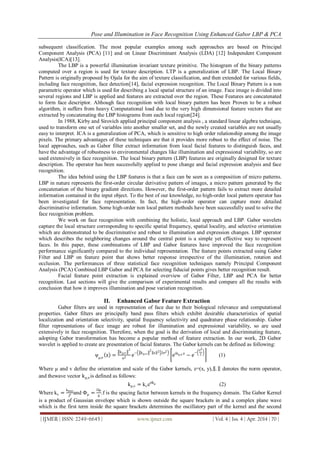 Pose and Illumination in Face Recognition Using Enhanced Gabor LBP & PCA | PDF