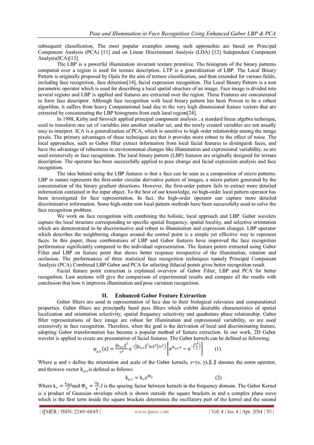 Pose and Illumination in Face Recognition Using Enhanced Gabor LBP & PCA | PDF