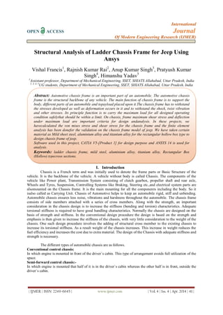 Structural Analysis of Ladder Chassis Frame for Jeep Using Ansys | PDF ...