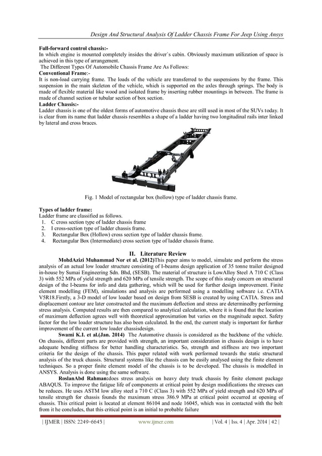 Structural Analysis of Ladder Chassis Frame for Jeep Using Ansys | PDF ...