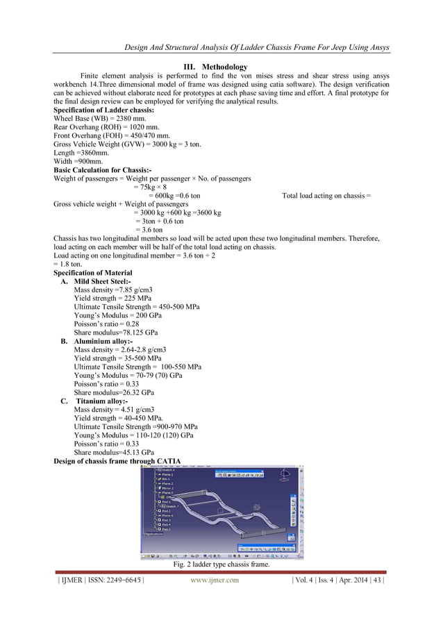 Structural Analysis of Ladder Chassis Frame for Jeep Using Ansys | PDF ...
