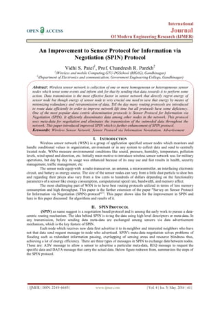 An Improvement to Sensor Protocol for Information via Negotiation (SPIN) Protocol | PDF