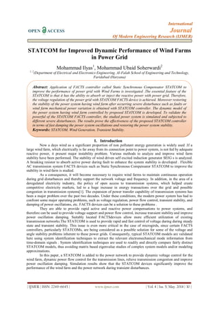 STATCOM for Improved Dynamic Performance of Wind Farms in Power Grid | PDF