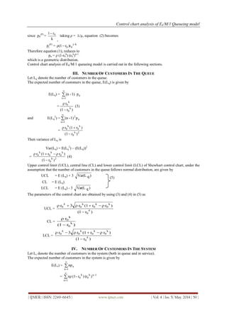 Control Chart Analysis of Ek/M/1 Queueing Model | PDF