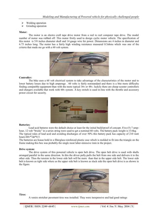 Modeling and Manufacturing of Powered vehicle for physically challenged ...