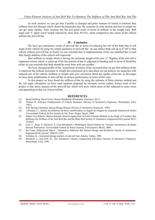 Finite Element Analysis of Anti-Roll Bar to Optimize the Stiffness of ...