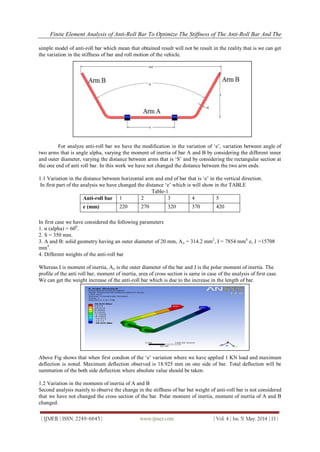 Finite Element Analysis of Anti-Roll Bar to Optimize the Stiffness of ...