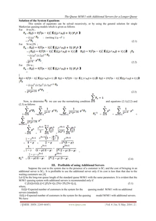 The Queue M/M/1 with Additional Servers for a Longer Queue | PDF