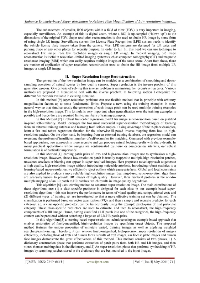 Enhance Example-Based Super Resolution to Achieve Fine Magnification of Low Resolution Images ...