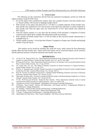 CFD Analysis of Heat Transfer and Flow Characteristics in A 3D Cubic ...