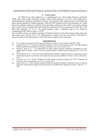 Implementation of Wide Band Frequency Synthesizer Base on DFS (Digital Frequency Synthesizer ...