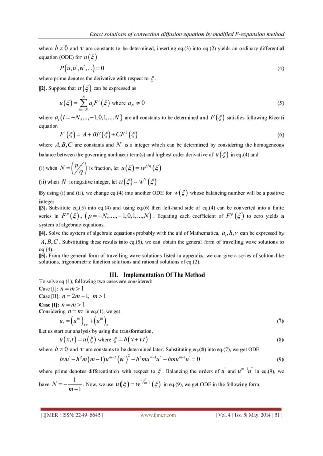 Exact Solutions of Convection Diffusion Equation by Modified F-Expansion Method | PDF